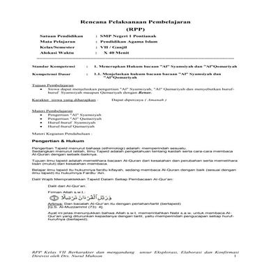 RPP Kls 7 Semster Ganjil | PDF