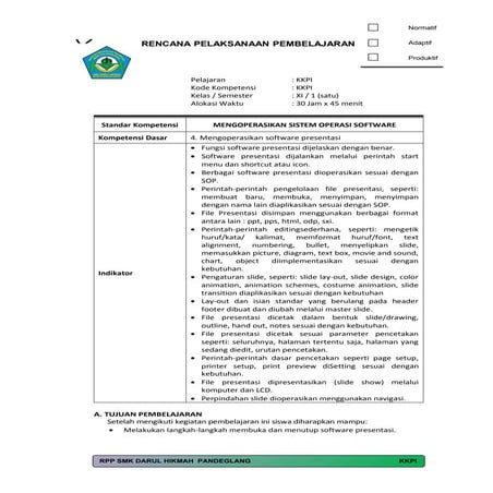 Rpp kelas 11 smk berkarakter new | DOC