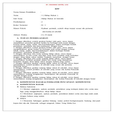 Rpp kurtilas kelas II tema 1 sub tema 3 pb 2 | PDF