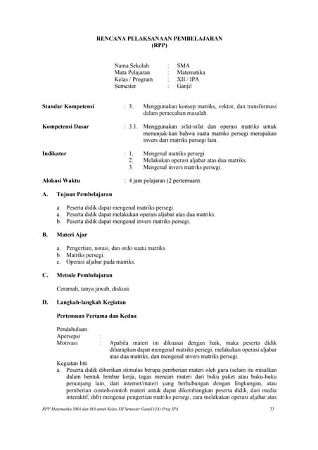 Rpp matematika SMA (lingkaran) | DOC
