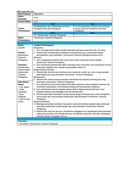 MODUL AJAR Pythagoras Untuk satu kali pertemuan.docx