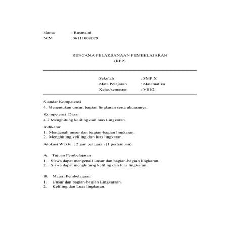 Rpp mini 8 ketrampilan | PDF