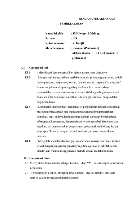 Format RPP Kurikulum 2013 | PDF