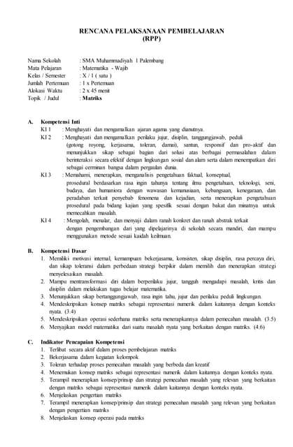 modul matematika berbasis problem based learning pada materi matriks kelas x MIA | PDF