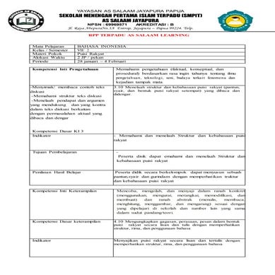 Rpp pert. 3 luring puisi rakyat | DOCX