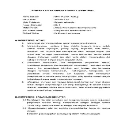 RPP Pertemuan ke 5 Sejarah kelas X | DOCX