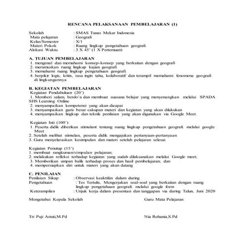 Rpp pertemuan pertama | DOCX