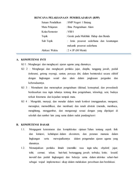 Format RPP Kurikulum 2013 | PDF