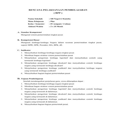 Rpp pkn kelas iv | DOCX