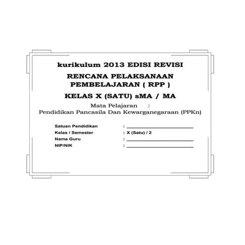 Rpp Pkn kelas x edisi revisi 2016 | DOC