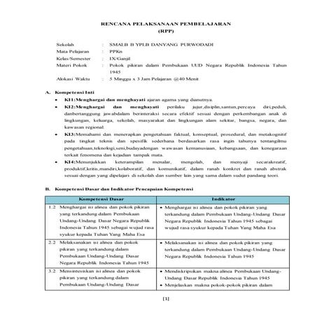 Rpp ppkn kelas 9 (2) | PDF