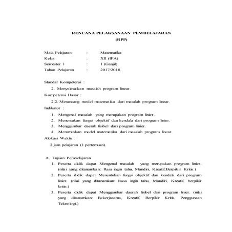 Rpp program linear | PDF