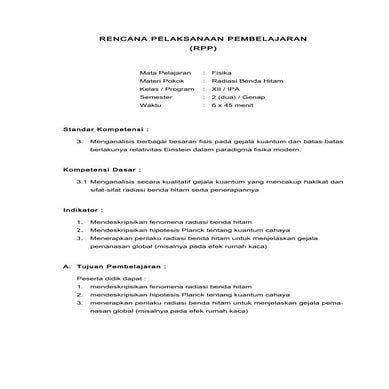 Rpp Radiasi Benda Hitam Doc