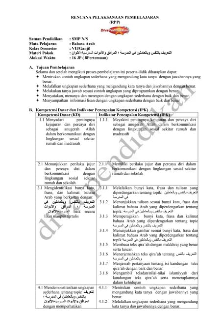 Modul Ajar Bahasa Arab Kelas 8 Fase D Kurikulum Merdeka | PDF