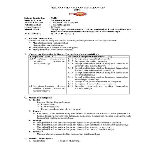 Rpp revisi 2016 mekanika teknik x smk rpp diva pendidikan | PDF