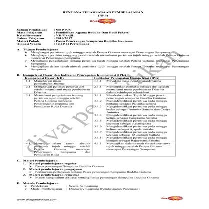 Rpp revisi 2016 pa buddha & bp smp kelas 7 rpp diva pendidikan | PDF