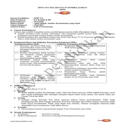 Rpp revisi 2016 pak katolik & bp smp kelas 9 rpp diva pendidikan | PDF