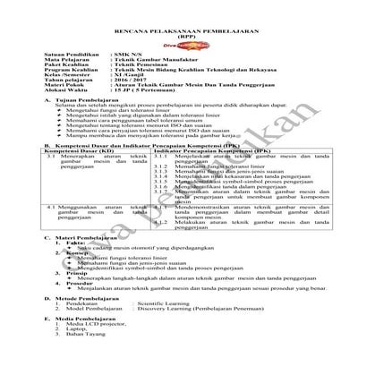Rpp revisi 2016 teknik gambar manufaktur xi smk rpp diva pendidikan | PDF