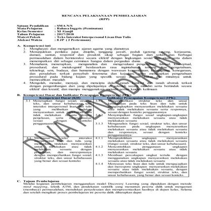 Rpp revisi 2017 bahasa inggris kelas 8 smp | DOCX