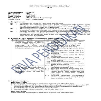 Rpp revisi 2017 ipa kelas 7 smp | PDF