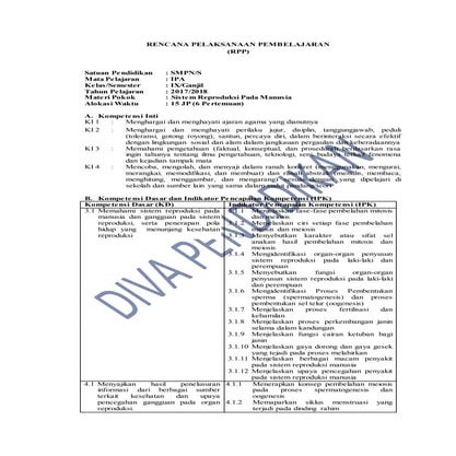 Rpp revisi 2017 ipa kelas 9 smp | DOCX