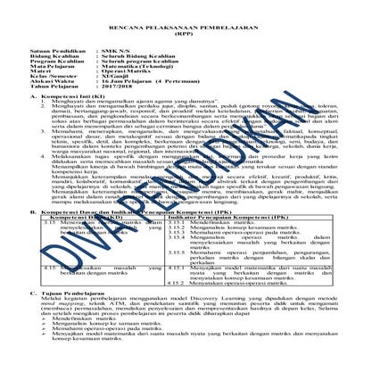 Rpp revisi 2017 matematika tekno 11 smk | DOCX