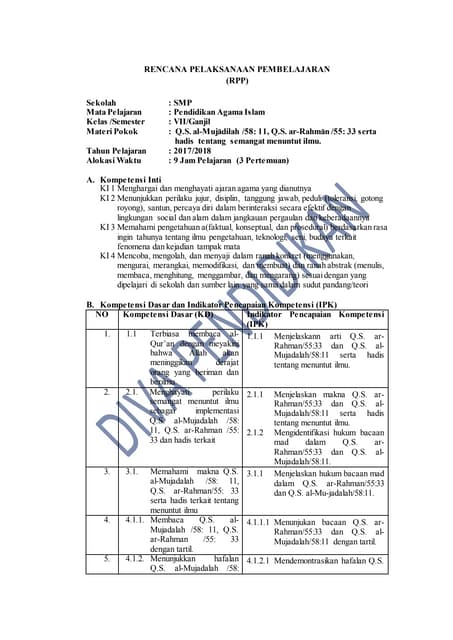 Modul Ajar PAI Kelas 9 Deep Learning New | PDF