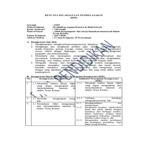 Rpp revisi 2017 pak & bp kelas 7 | DOCX