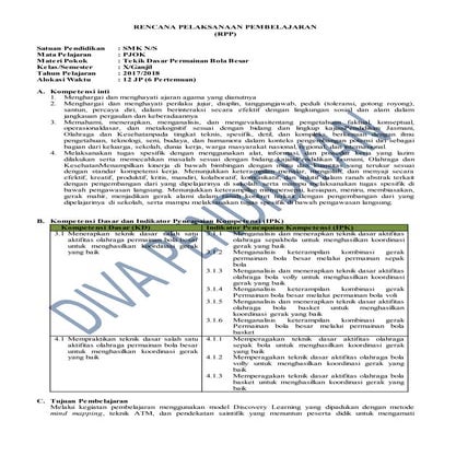 Rpp revisi 2017 pjok 10 smk | PDF