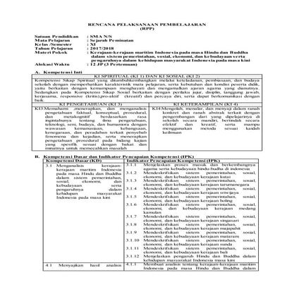 Rpp revisi 2017 ppk 4c sejarah peminatan kelas 11 sma | PDF