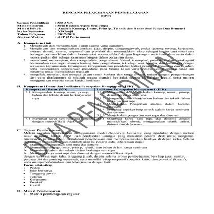 Rpp revisi 2017 seni budaya seni rupa kelas 11 sma | DOCX