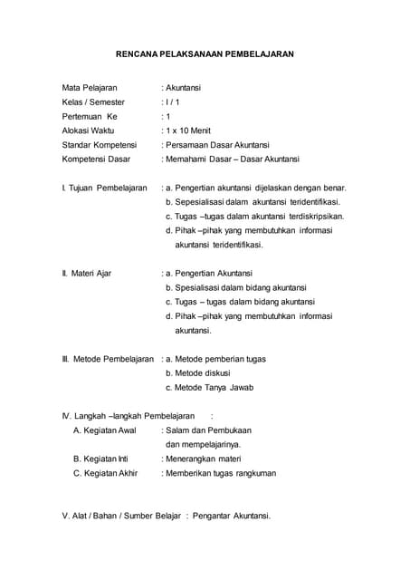 Format rpp revisi 2016 | PDF