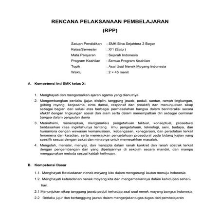 Rpp sejarah | DOC