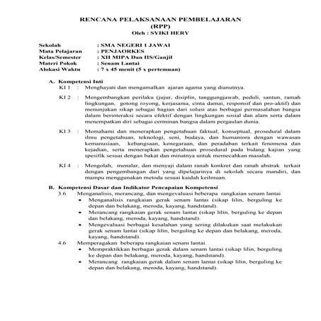 Rencana Perangkat Pembelajaran Senam lantai 1 | PDF