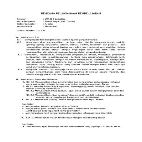 Rpp Seni Budaya Kurikulum 2013 penilaian teater http://yasirmaster ...