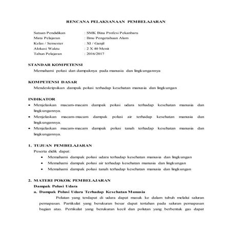 RPP IPA SMK KELAS XI | DOCX