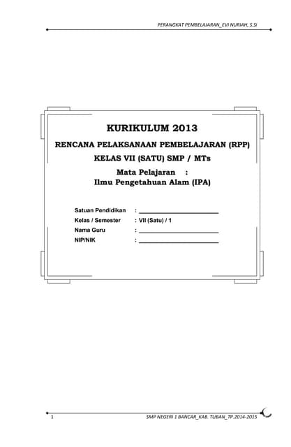 rpp deep learning IPA smp kelas tujuh.docx