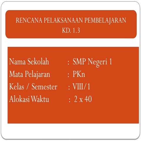 RPP SMP KLAS 8 MATA PELAJARAN PENDIDIKAN PANCASILA | PPTX