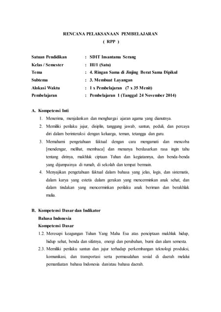 Contoh RPP Pelaksanaan Micro Teaching PGMI UIN Jakarta | DOCX