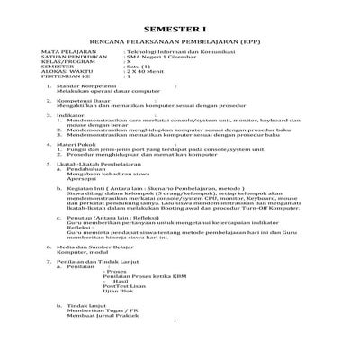 Rpp tik kls x smt 1 dan 2 | DOC