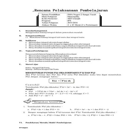 Rpp Integral kelas XII | DOCX