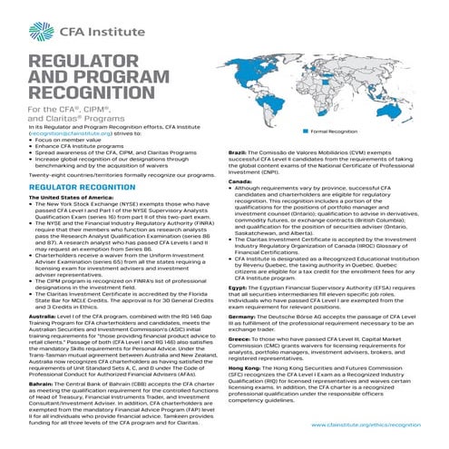 CFA Institute - Regulator and Program Recognition | PDF