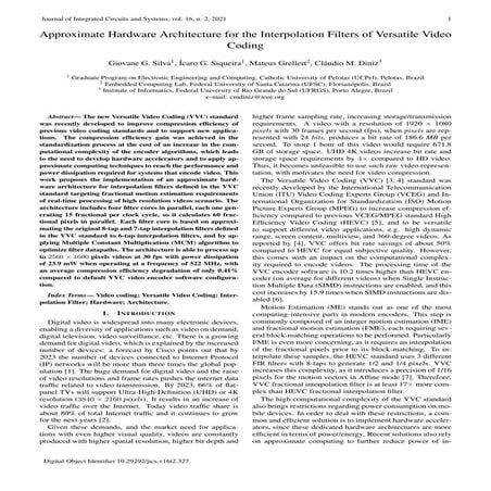 Approximate Hardware Architecture for VVC Interpolation Filters ...