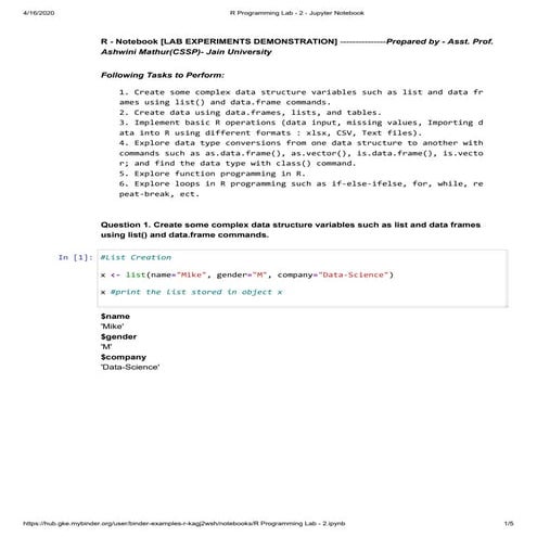 R Programming Lab 2 Jupyter Notebook Pdf