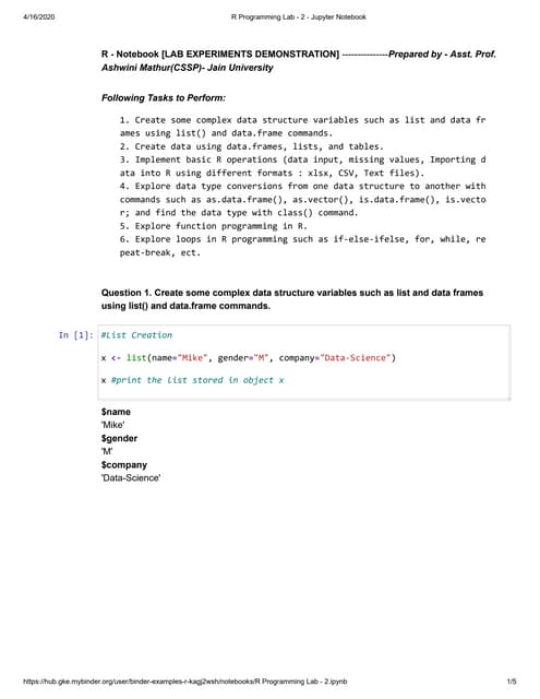 R Programming Lab 2 Jupyter Notebook Pdf