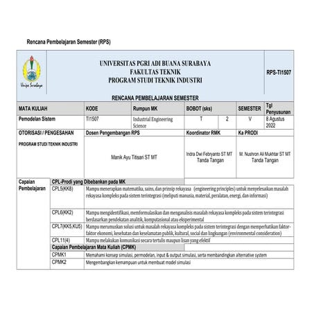 (RPS - TI1507) Pemodelan Sistem Teknik Industri.pdf