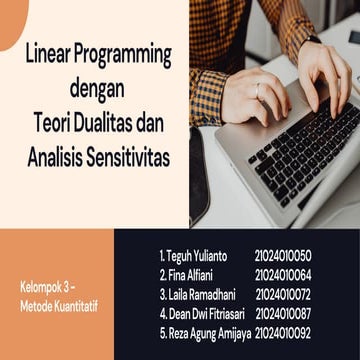 Linear programming dengan Teori Dualitas dan Analisis Sensitivitas | PDF