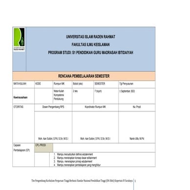 RPS MATA KULIAH EDUTAINMENT JURUSAN PGMI | PDF