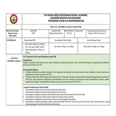 RPS Kep. Maternitas, antenatal dan keperawatan anak | PPT