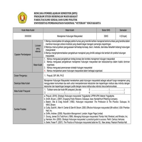 Rps manajemen humas_format kkni | PDF